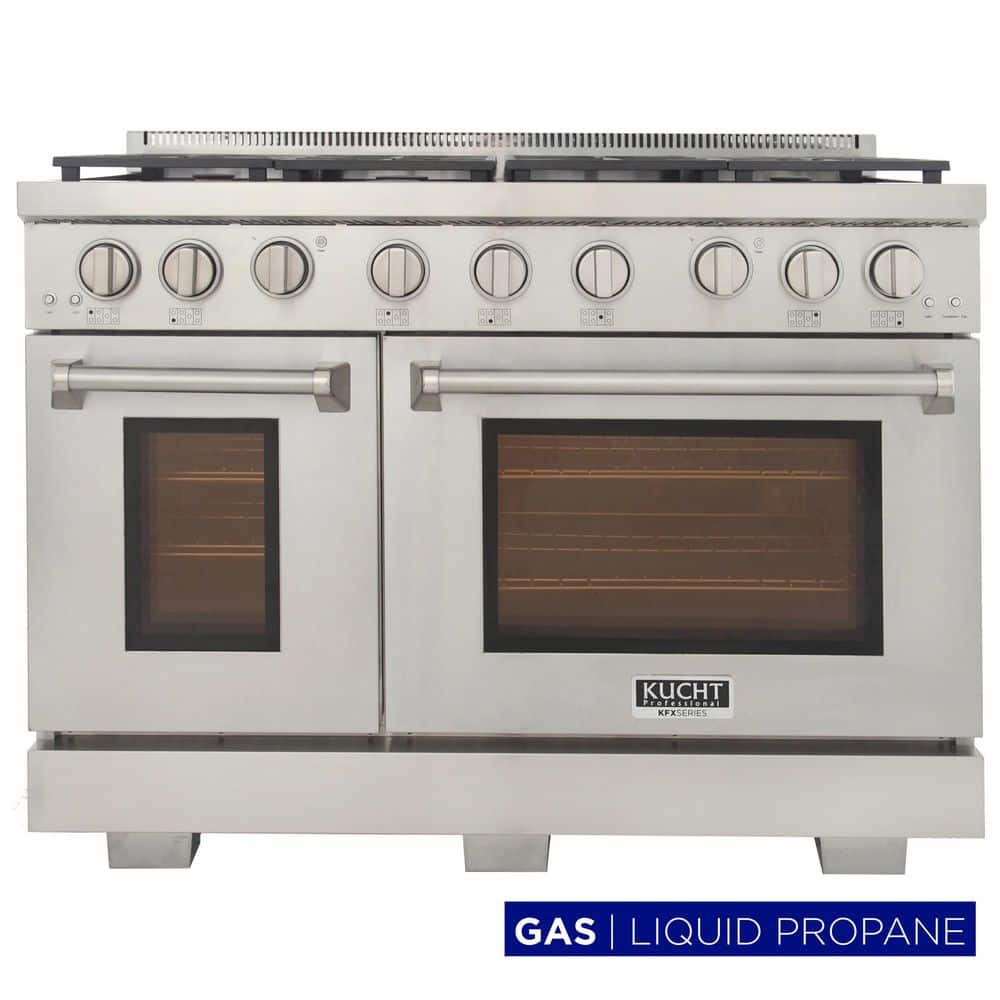Kucht 48 in. 6.7 cu. ft. 7- Burners Propane Gas Range 2 Ovens 1 ...