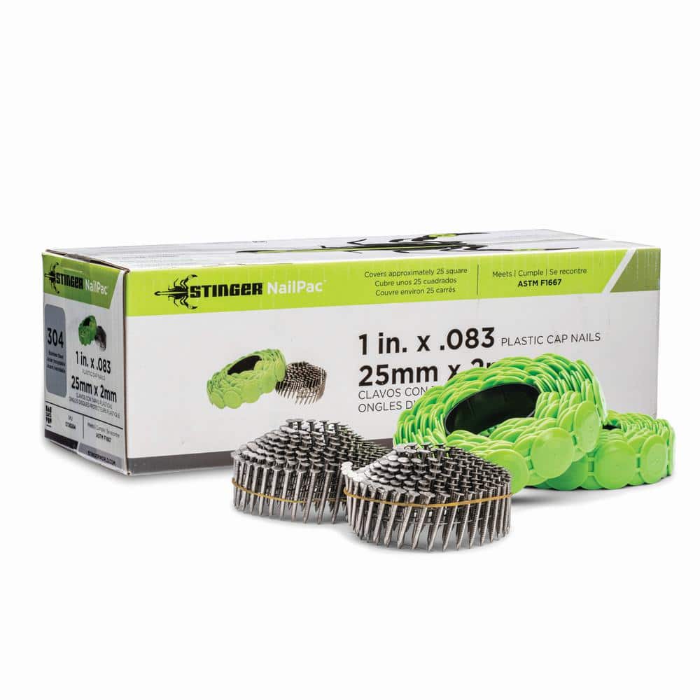 Stinger NailPac 1 in. x 14-Gauge 15 degree 304 Stainless Steel Collated ...