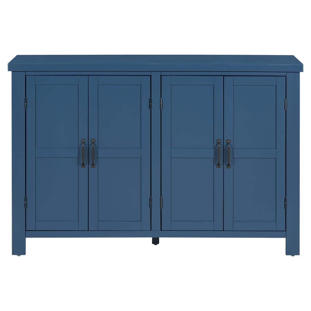 COWLOWN Navy Blue 4-Door Wood Pantry Organizer, Storage Sideboard with ...