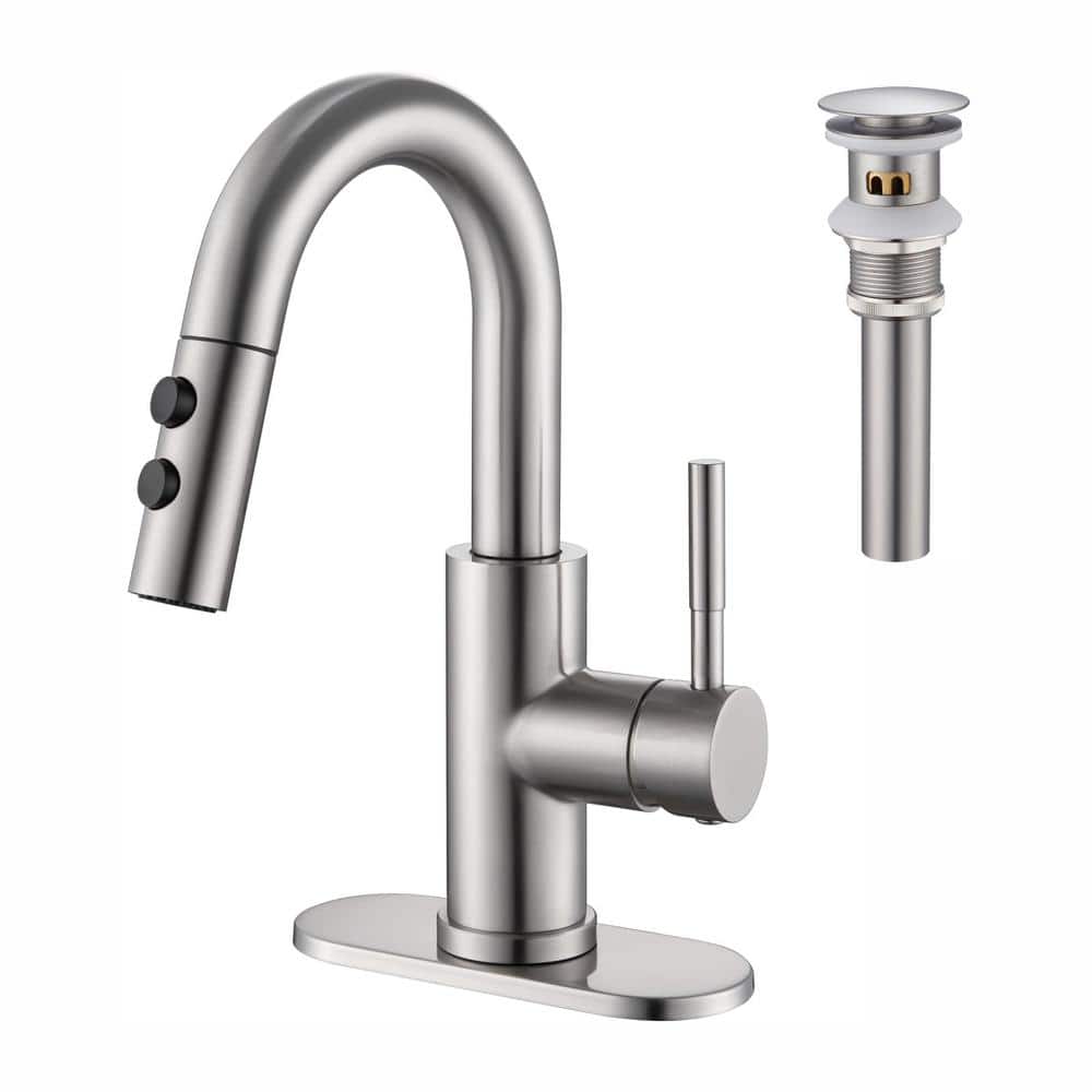 GAGALIFE Single Handle High Arc Bathroom Sink Faucet with Pull Out ...