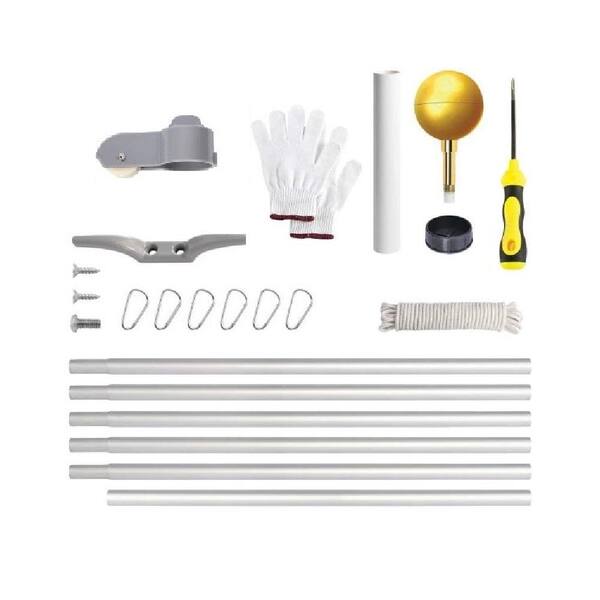 FLAG STARS INC FlagStars 6-Sections 25 ft. Aluminum Flagpole - Sliver ...