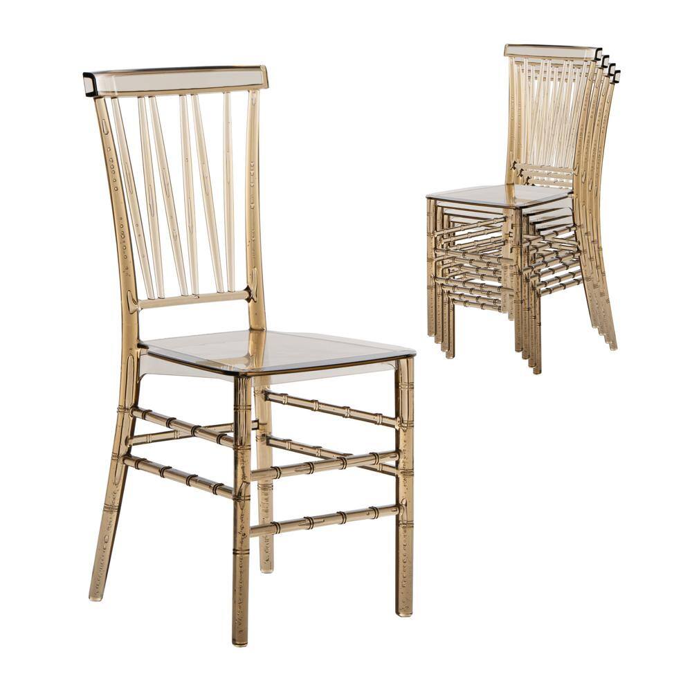 Techni Home Chiavari Style Amber Acrylic Stackable Event Chairs-Set of 4 RTA-515CH-AMB - The ...