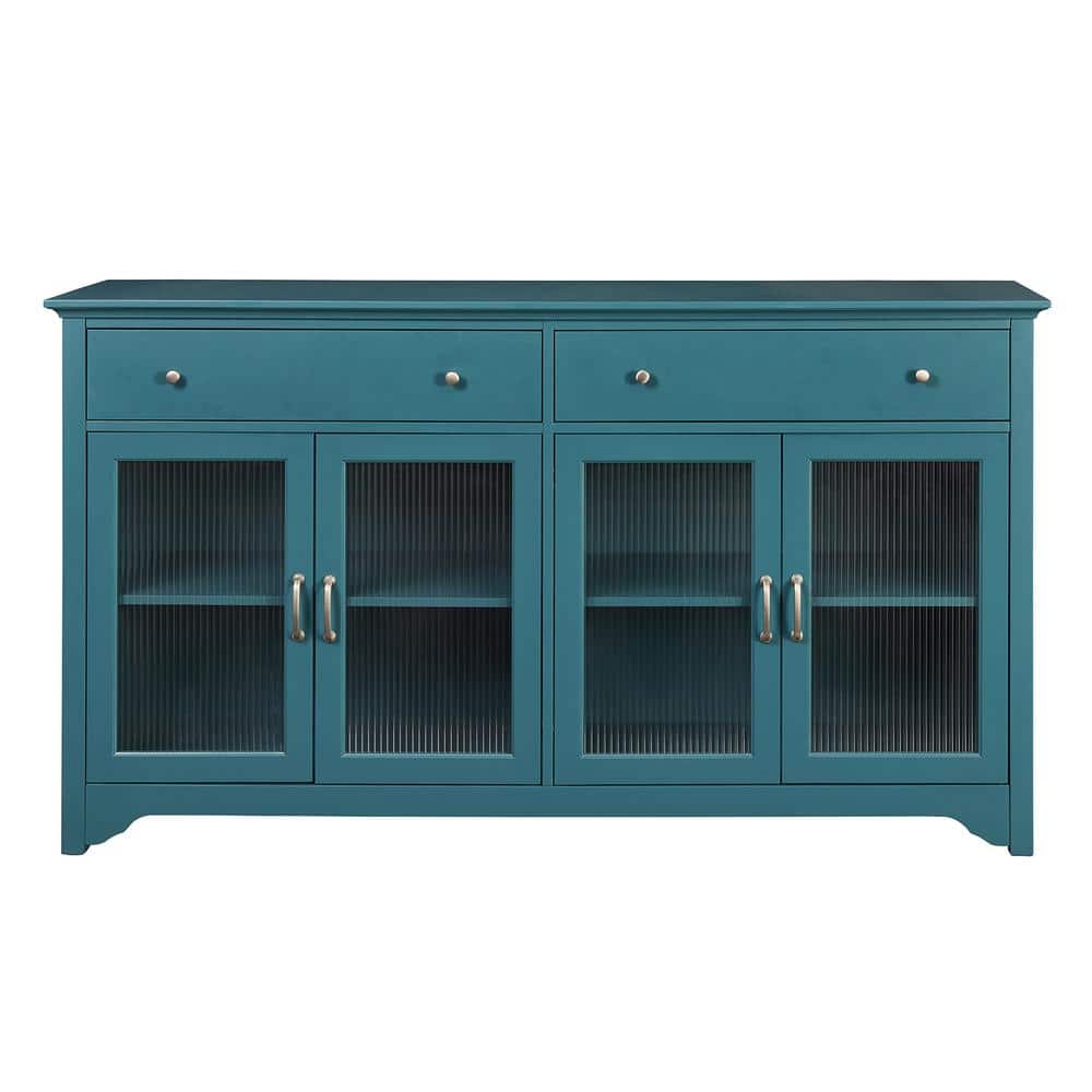 Teal Blue Modern TV Stand Fits TV's up to 68 in. Sideboard with Glass ...