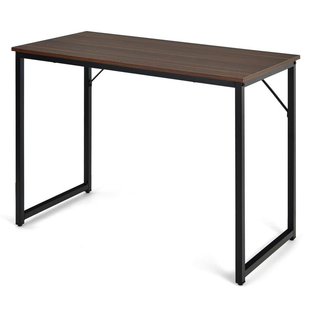 Costway 40 in. Rectangle Coffee Wood Computer Desk Writing Workstation ...