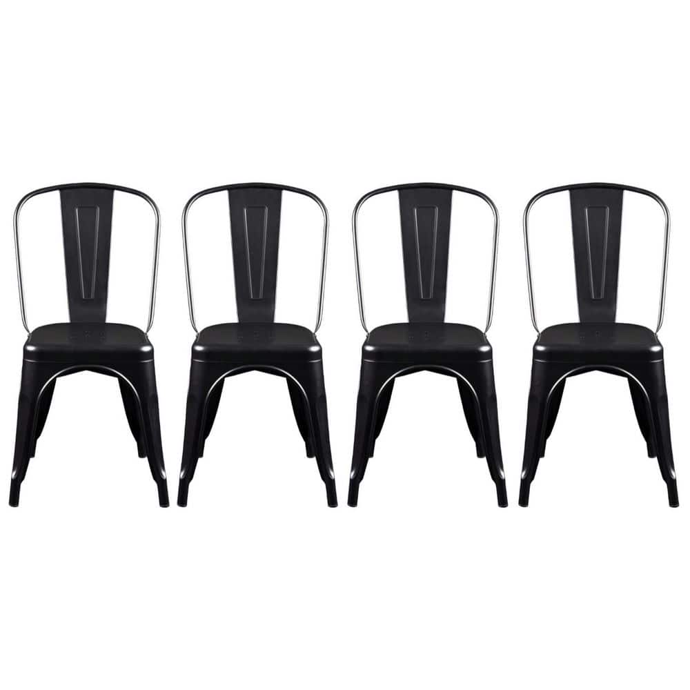 HomeRoots Black Steel Side Chair (Set of 4) 2000544266 - The Home Depot