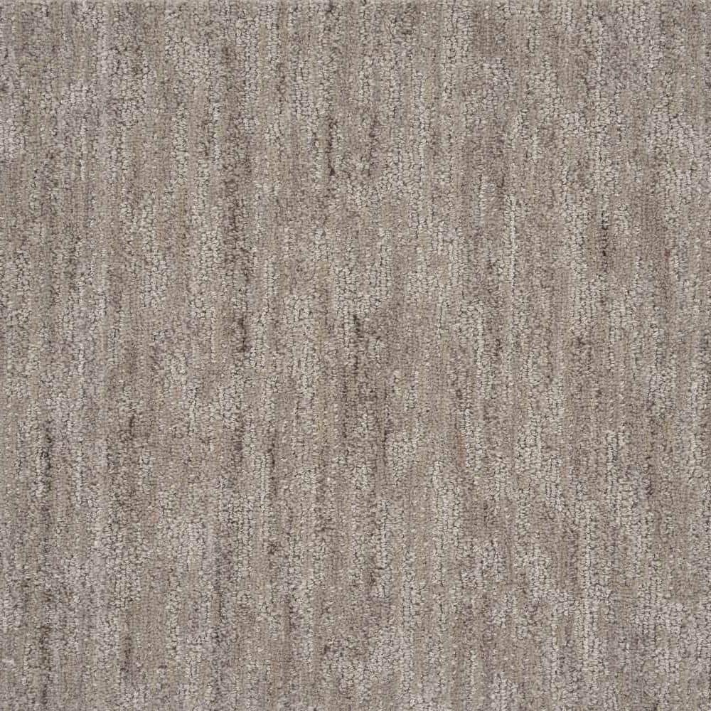 Natural Harmony Borderline Hazelnut Brown 12 ft. 42 oz. Wool Pattern ...