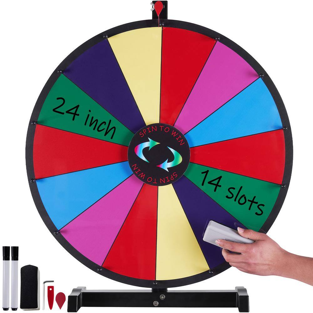 VEVOR 24 in. Spinning Prize Wheel, 14 Slots Tabletop Spinner, Heavy ...