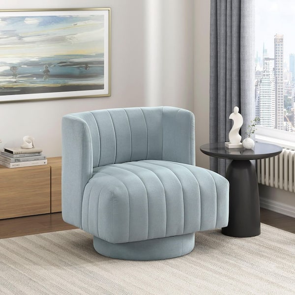 Noble House Trina Modern Aqua Blue 27.5 in. Fabric Upholstered Swivel ...