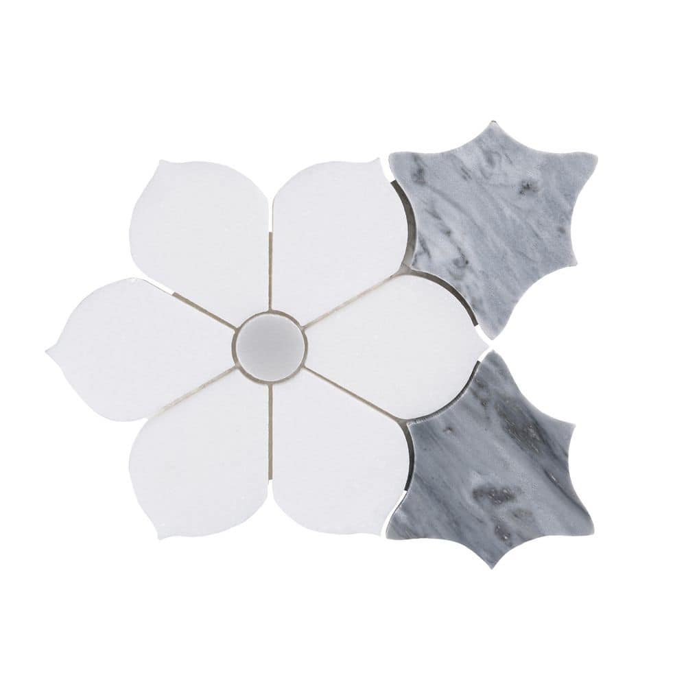 Giorbello Magnolia Polished Marble Flower Mosaic Floor and Wall Tile 10 ...