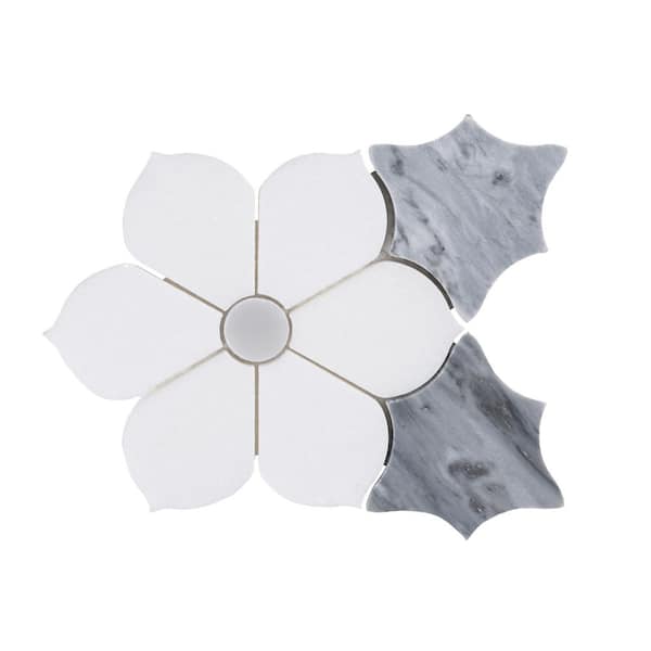 Giorbello Magnolia Polished Marble Flower Mosaic Floor and Wall Tile 10 ...