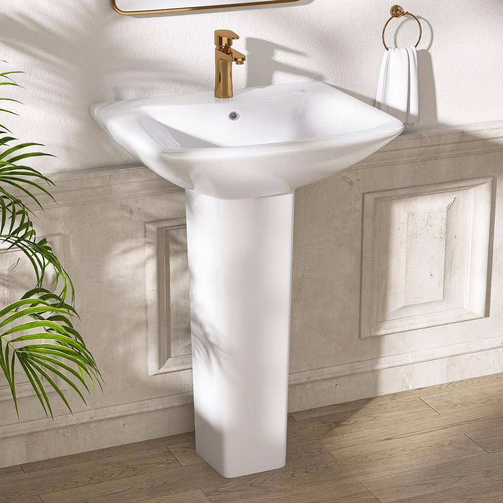 Getpro 24 in. W x 19 in. D Vitreous China Vessel U Shape Pedestal Combo ...