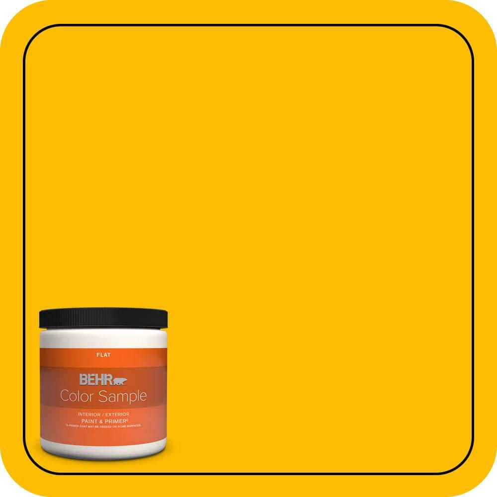 BEHR PREMIUM PLUS 8 oz. #340B-7 Empire Yellow Flat Interior/Exterior ...