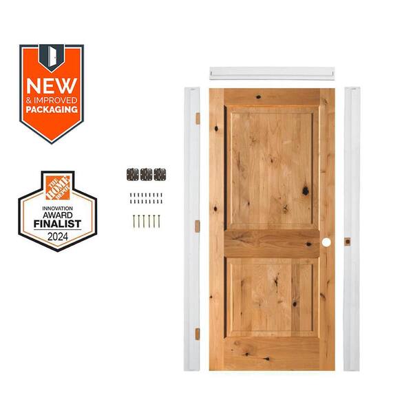 Krosswood Doors 28in.x80in. KnottyAlder 2-Panel Square Top Left-Hand ...