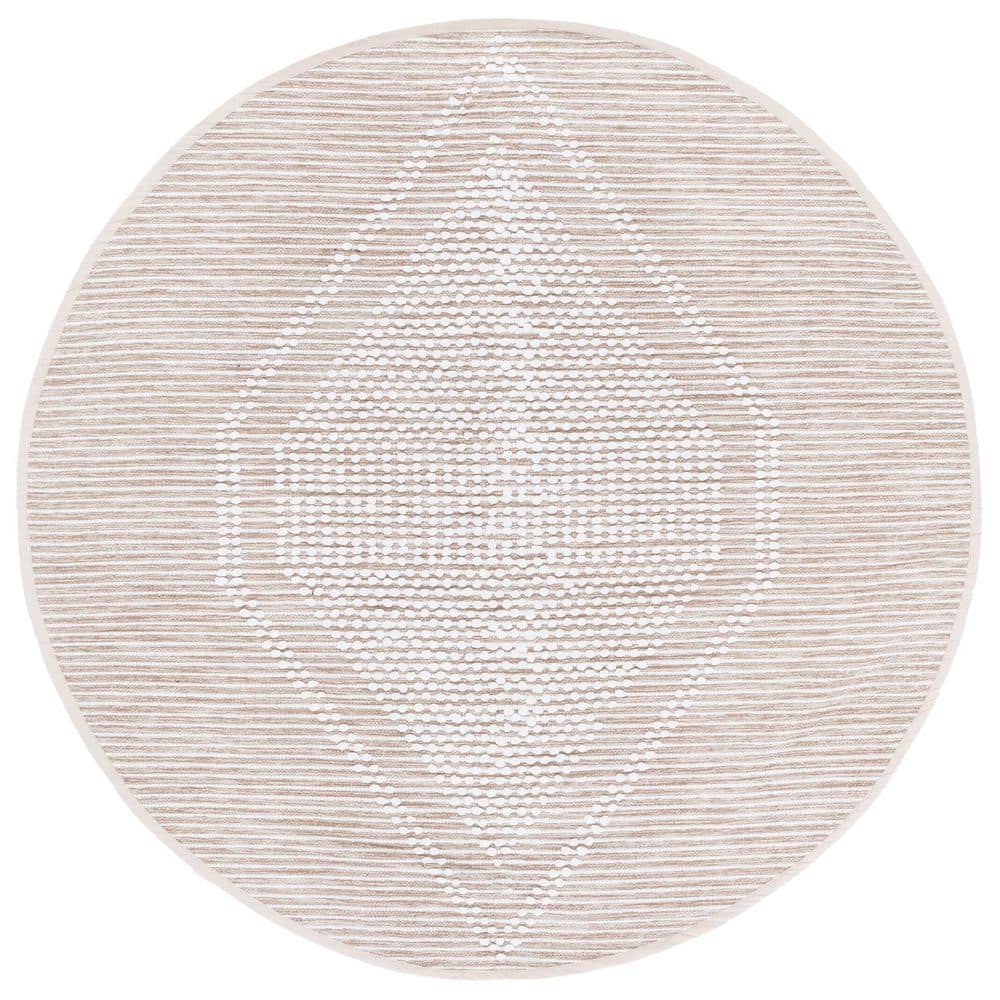 SAFAVIEH Montauk 6 ft. x 6 ft. Beige/Ivory Oversized Diamond Round Area ...