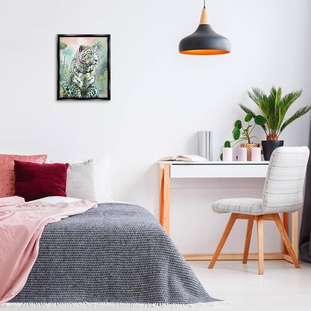 Stupell Industries Leopard Gazing in Jungle by Kim Allen Black Floater ...