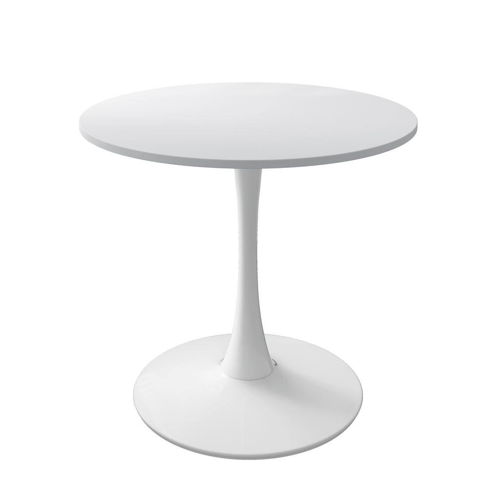 Sudzendf 32 in. White Modern Round Outdoor Coffee Table with MDF ...