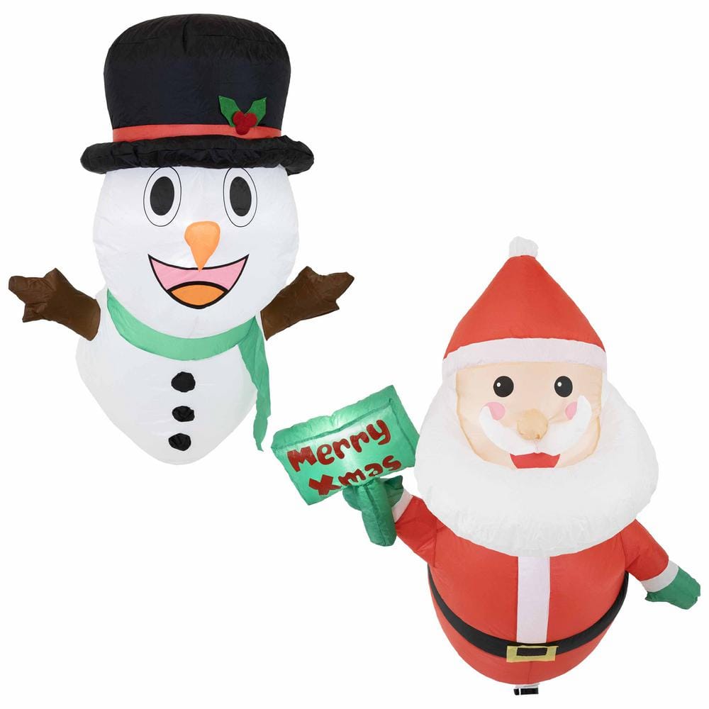 Sunnydaze Santa and Frosty 3.71 ft H x 3.17 ft W Christmas Window ...