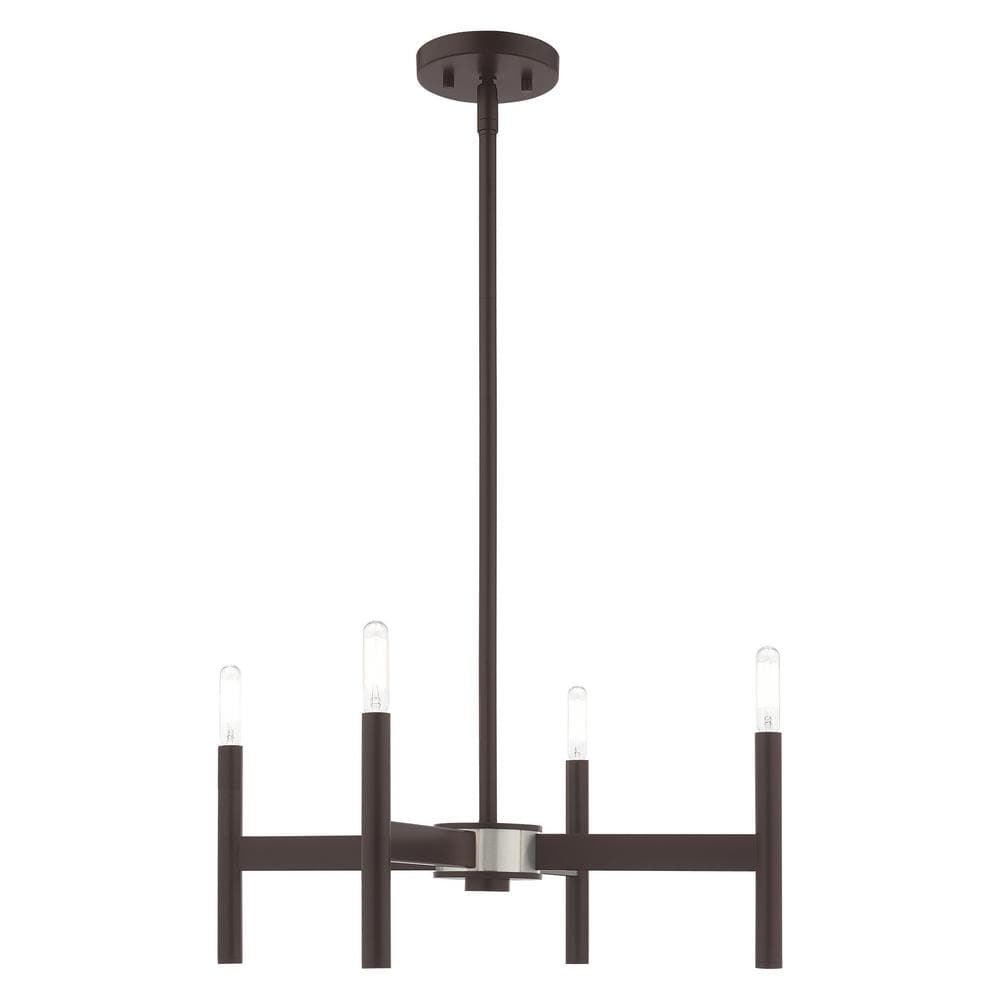 AVIANCE LIGHTING Alden 4-Light Bronze Chandelier with Brushed Nickel ...