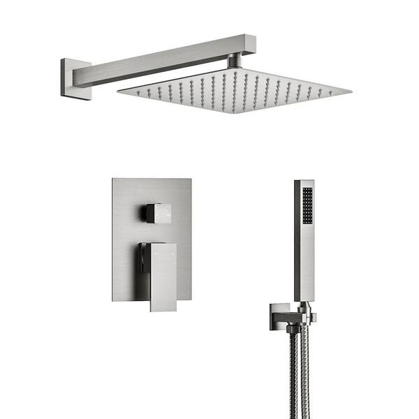 YAWWALK Double Handles 2-Spray Tub and Shower Faucet 10 in. Square ...
