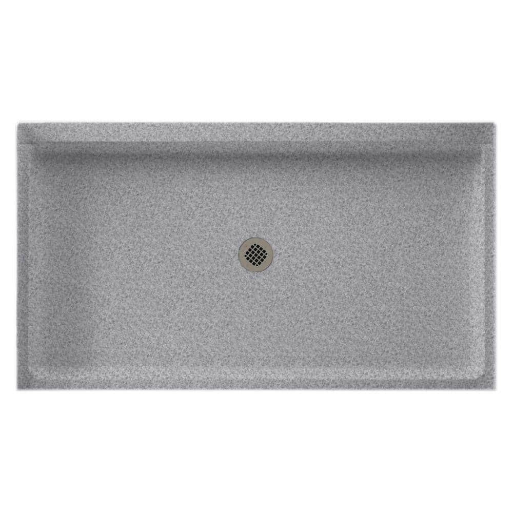 Swan 34 in. x 60 in. Solid Surface Single Threshold Center Drain Shower ...