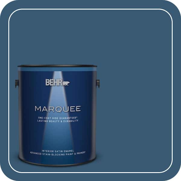 BEHR MARQUEE 1 gal. #M500-6 Express Blue Satin Enamel Interior Paint ...