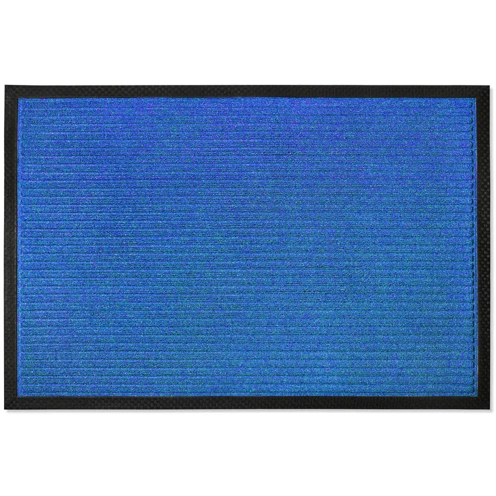 Envelor Indoor Outdoor Doormat Blue 24 in. x 36 in. Stripes Floor Mat ...