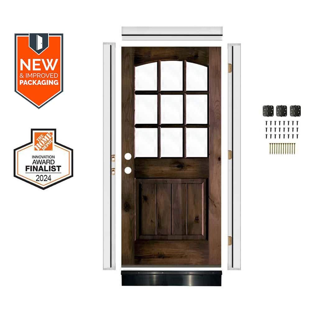 Krosswood Doors 32in.x80in. RH Arched Clear Glass Black Stain ...