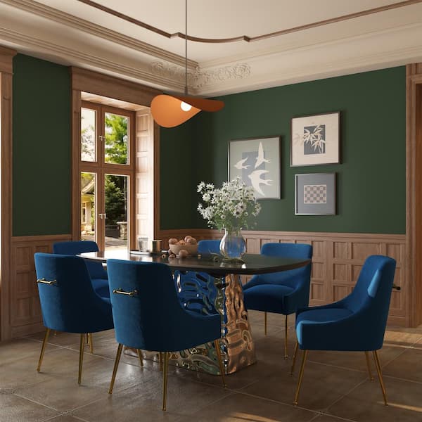 Clihome 7-Piece Wooden Top Stainless Steel Water Ripple Dining Table ...