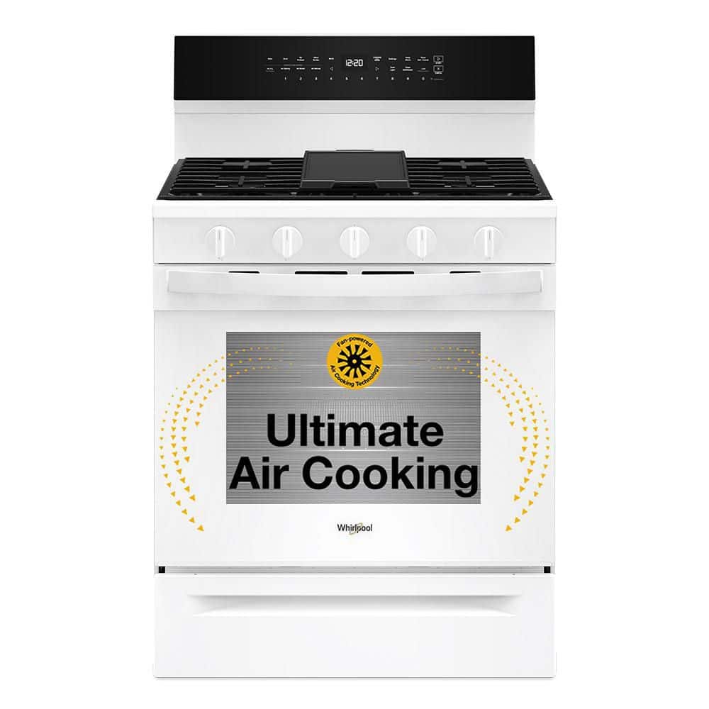Whirlpool 30 in. 5-Burners Freestanding Gas Smart Range in White with ...