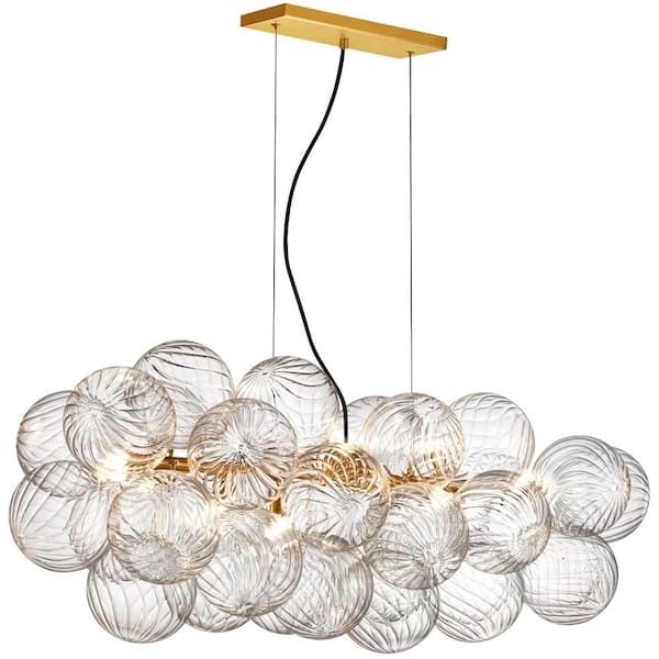Dainolite Charlize 400-Watt10-LightAged Brass Bubble Pendant Light with ...