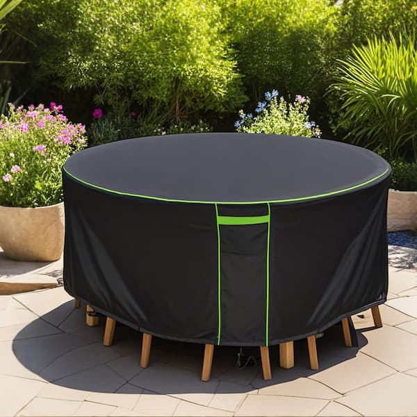OVCRNIBI Round Patio Cover, Waterproof Outdoor Table And Chair Cover ...