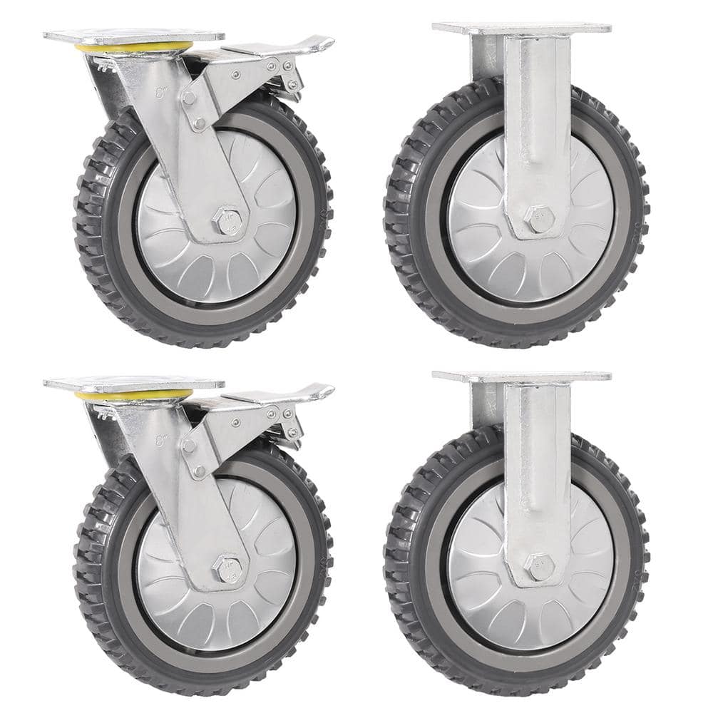 XtremepowerUS 8 in. Heavy-Duty Gray Swivel Caster Fixed Wheel with ...