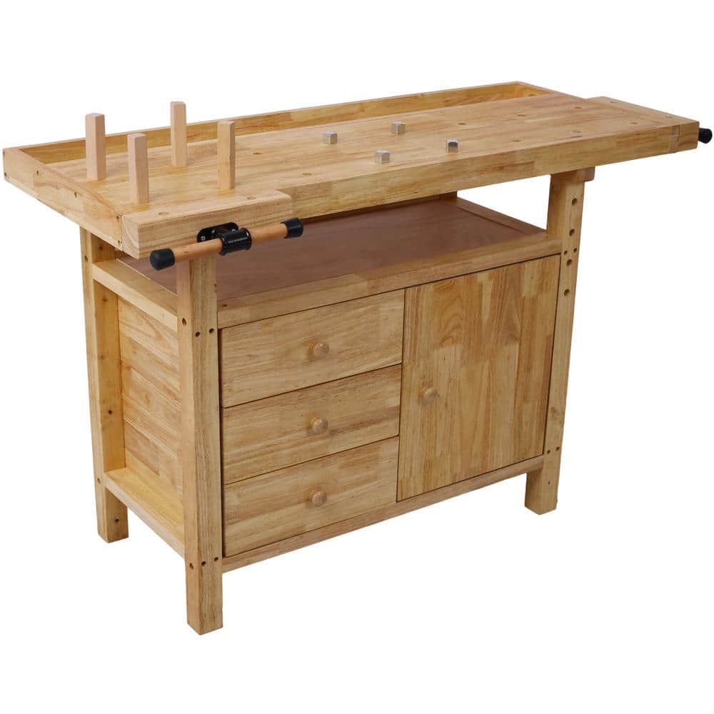 Kahomvis 50 in. Wood Workbench Woodworking Bench with 3-Drawers GH-LKW4 ...