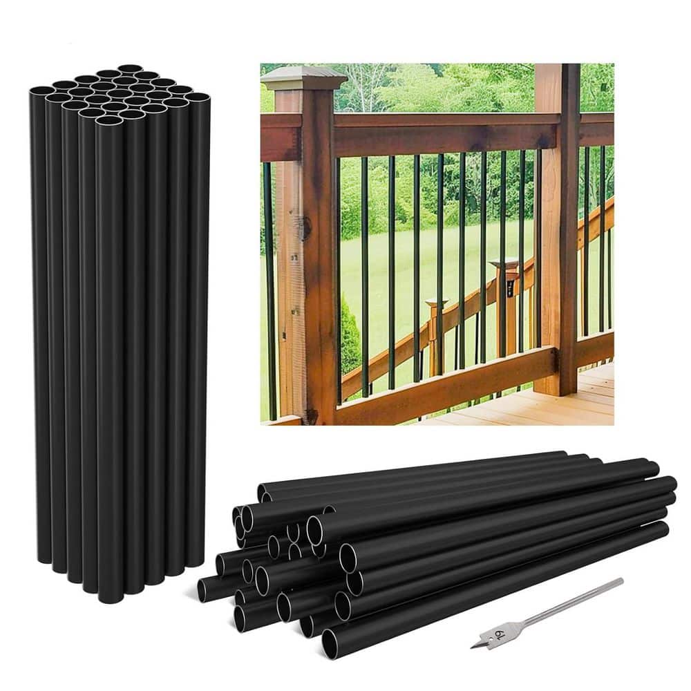 Afoxsos 50-Pack 32 in. H x .75. in W Aluminum Deck Balusters for Wood ...