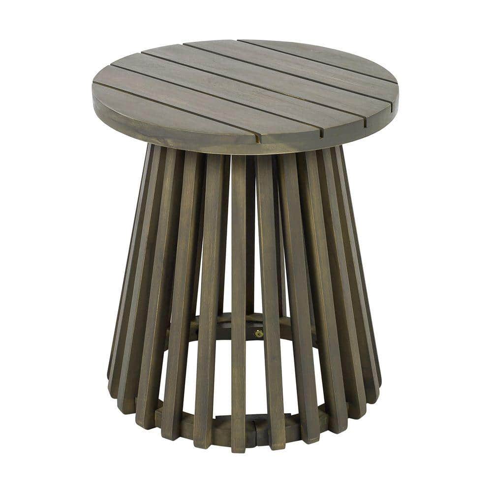 Miscool Avex Gray Round Acacia Wood Outdoor Side Table STH10Q3252G ...