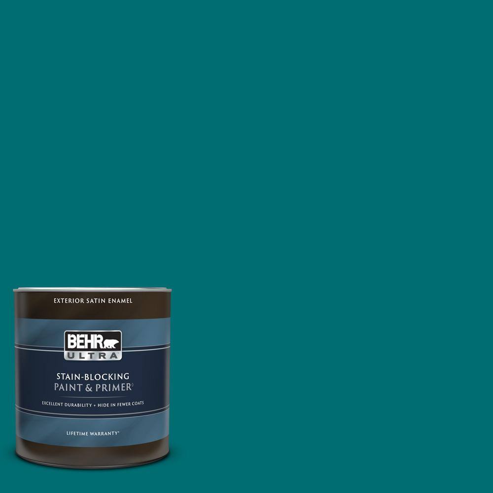 BEHR ULTRA 1 qt. #MQ6-35 Teal Motif Satin Enamel Exterior Paint ...