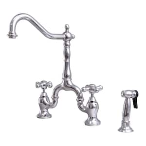 KOHLER Artifacts 2-Handle Bridge Kitchen Faucet with Lever Handles and ...