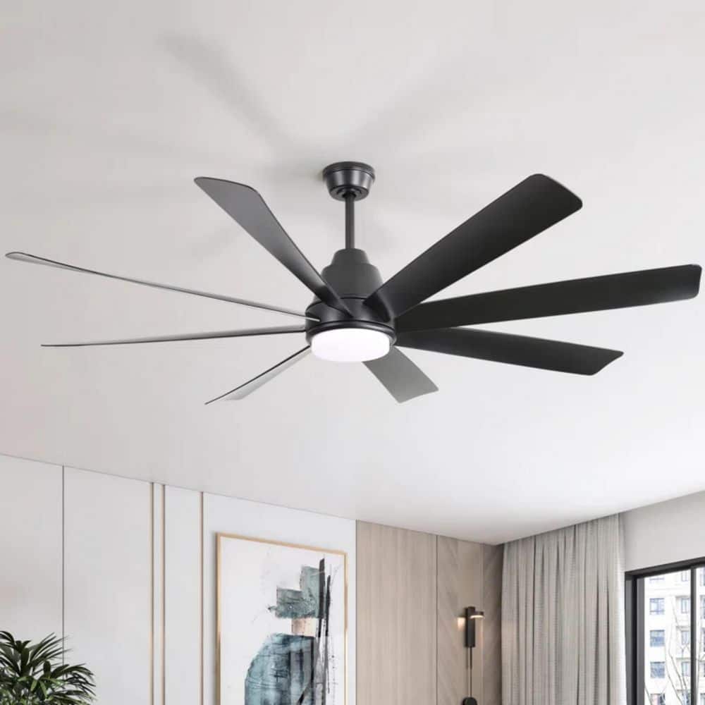 Sofucor 72 in. Black Integrated LED Indoor Ceiling Fan with Light Kit ...