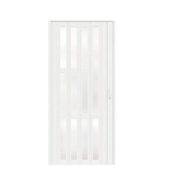 SOCBAZZAR 36 in x 80 in. White Oak Finished 3-Lite Frosted Acrylic ...