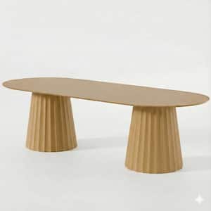Dovelina Oval Natural Wooden Solid Wood 86 in. Double Pedestal Base ...