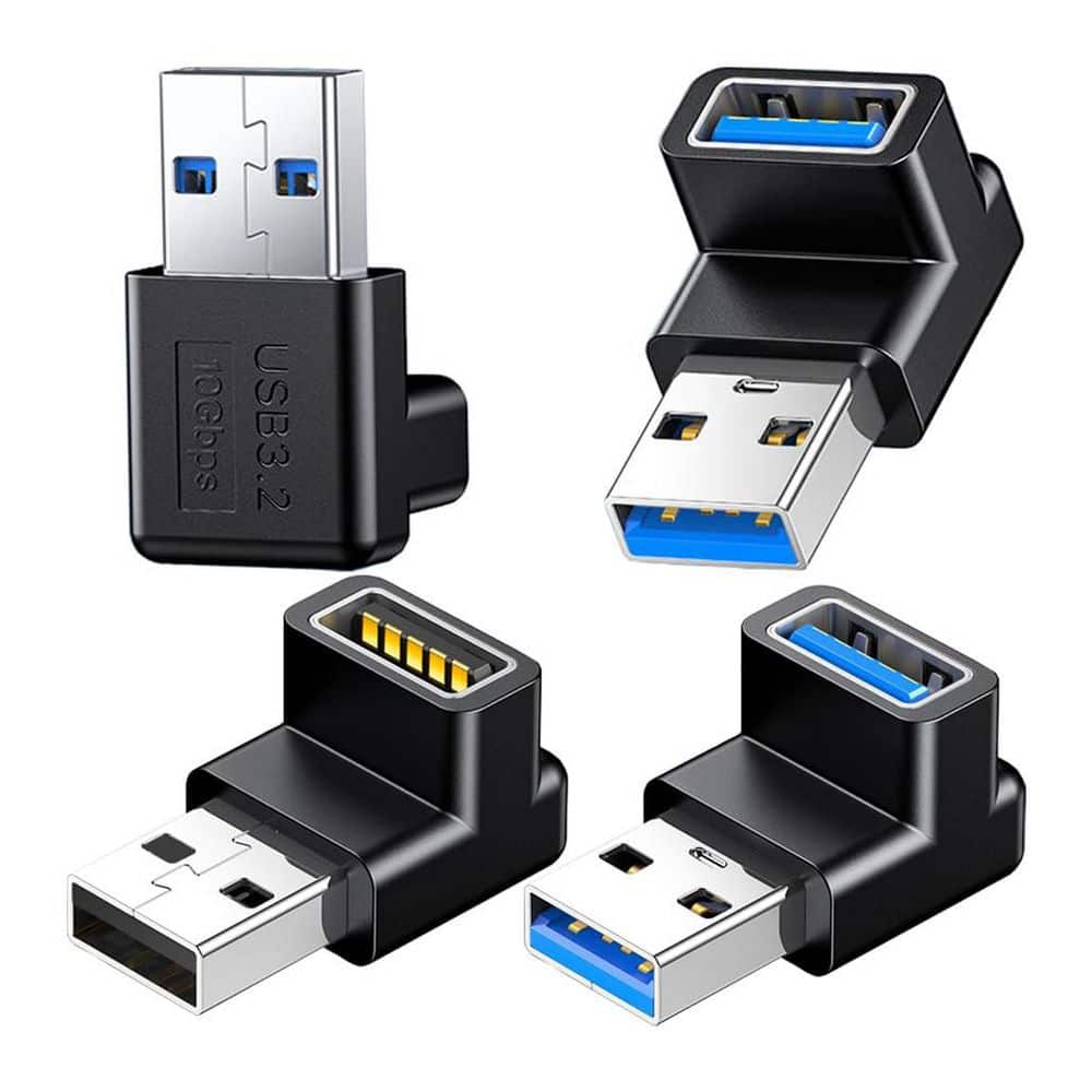 Lukyamzn 4-Pack 10Gbps USB 3.1 Male to Female Adapter Right Angle Up ...