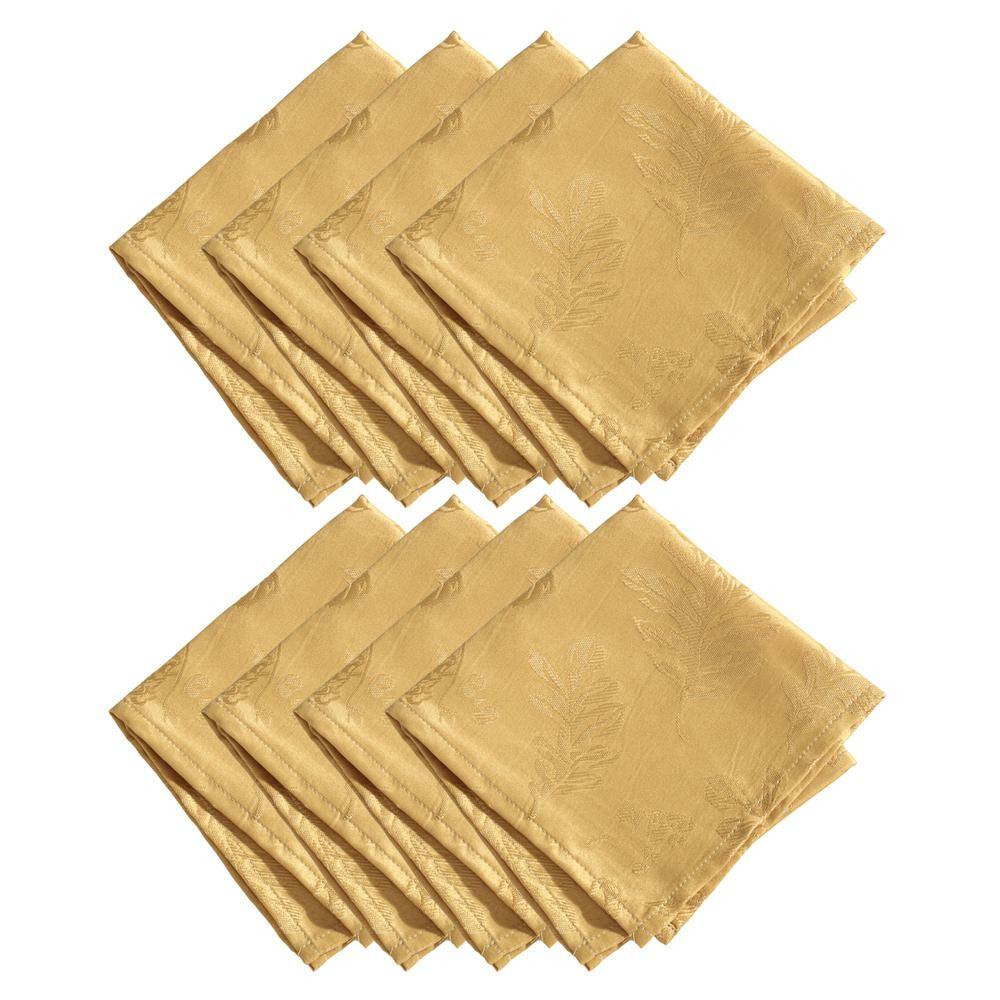 Elrene 17 in. W x 17 in. H Gold Polyester Elegant Woven Leaves Jacquard ...