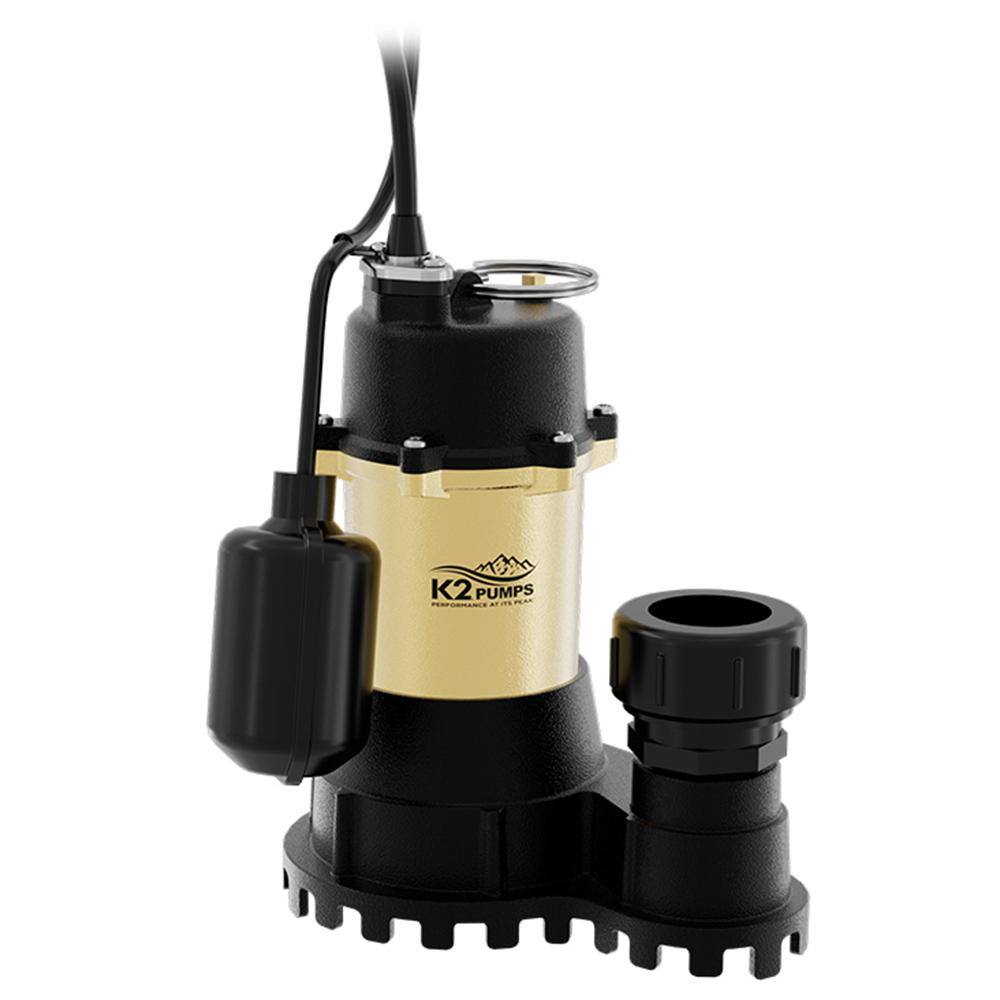 K2 1/3 HP Heavy-Duty Cast Iron Sump Pump with Tethered Switch ...