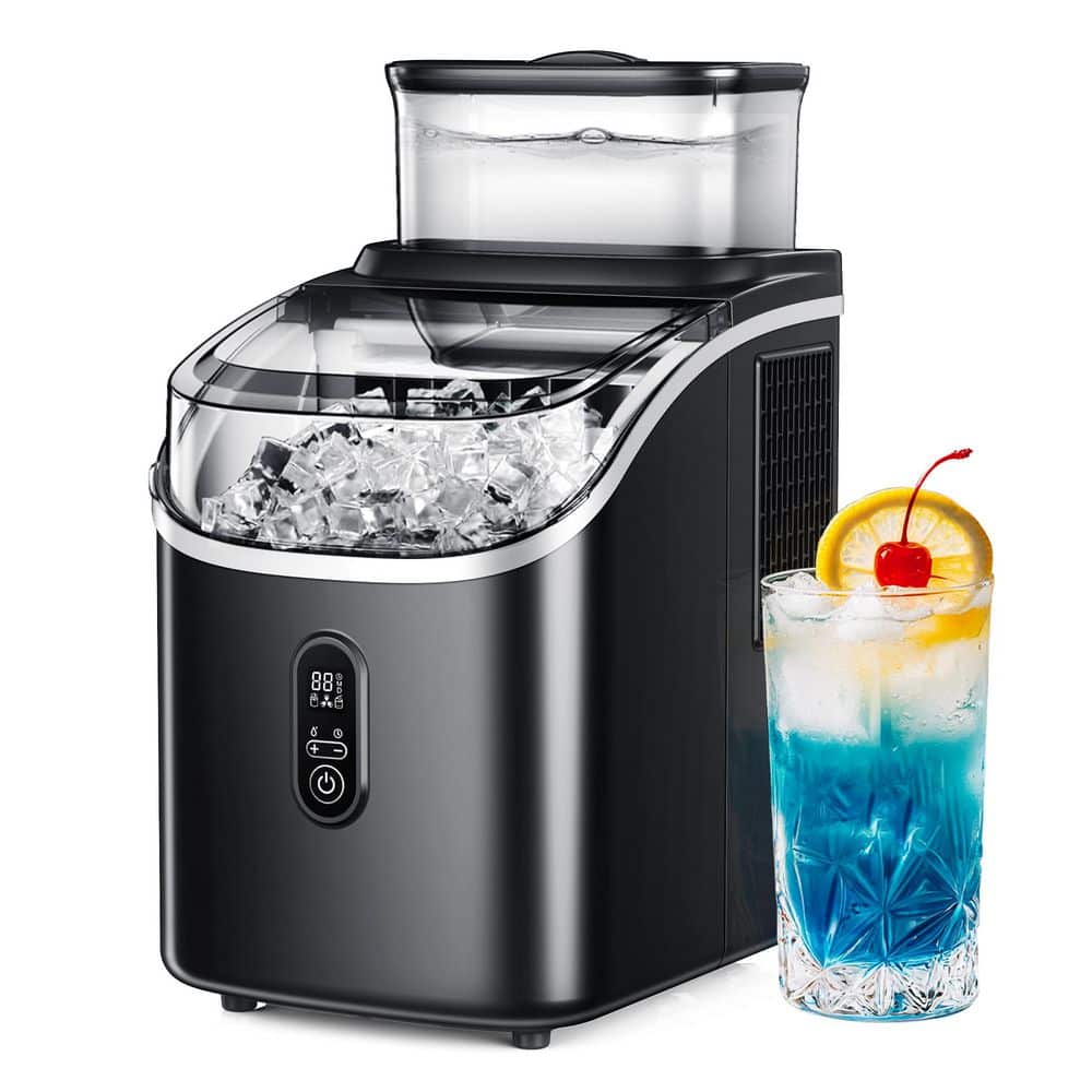 SIMZLIFE 8.7 in. 30 lb. Cube Ice Countertop Portable Ice Maker in Black - Self-Cleaning ...