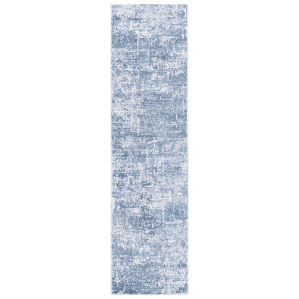 SAFAVIEH Amelia 2 ft. x 8 ft. Ivory/Steel Blue Abstract Distressed ...