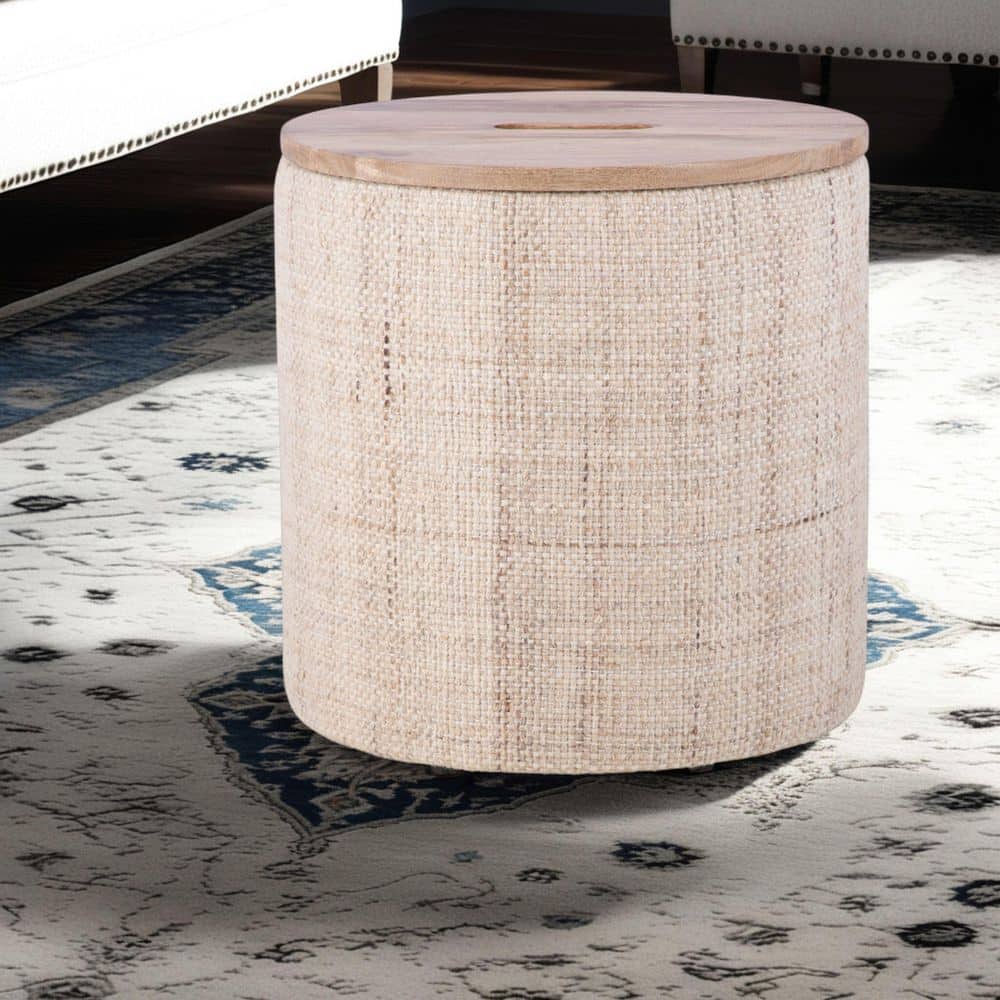 Carolina Chair & Table Handwoven Nereus Tan Check Wool 16 in. Storage ...