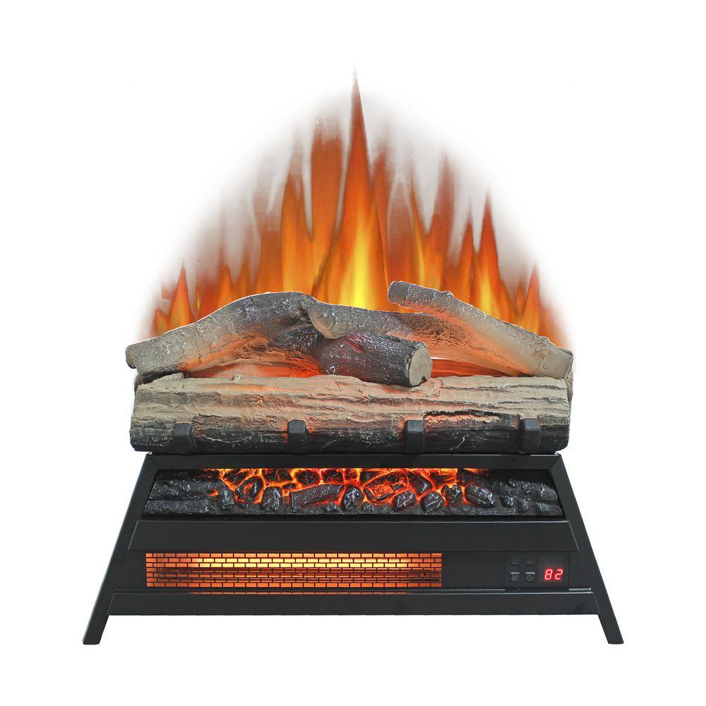 Huluwat 23 in. 1,500-Watt Metal 3D Log Set Electric Patio Heater ...