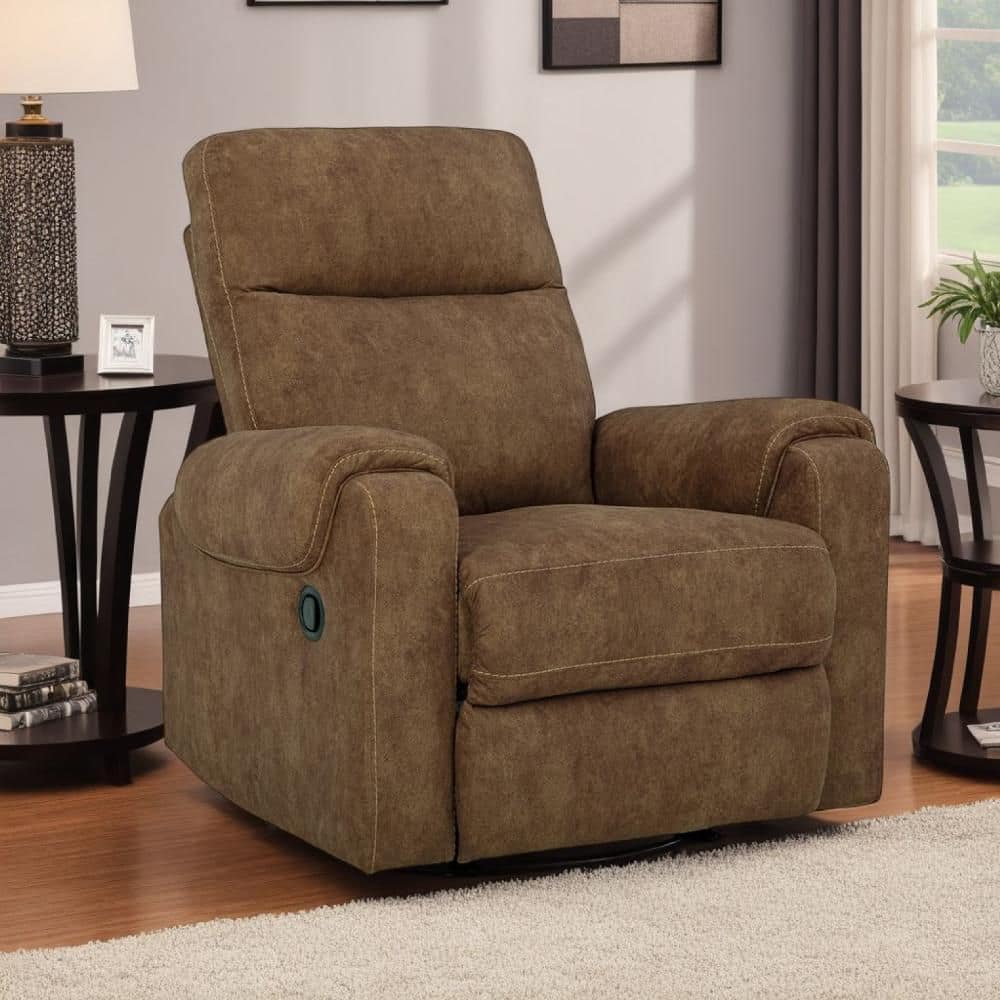 Benjara Woli Brown Faux Leather Rocker Recliner Chair BM328219 - The ...