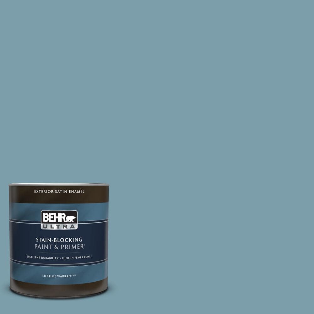 BEHR ULTRA 1 qt. #S470-4 Dolphin Blue Satin Enamel Exterior Paint ...