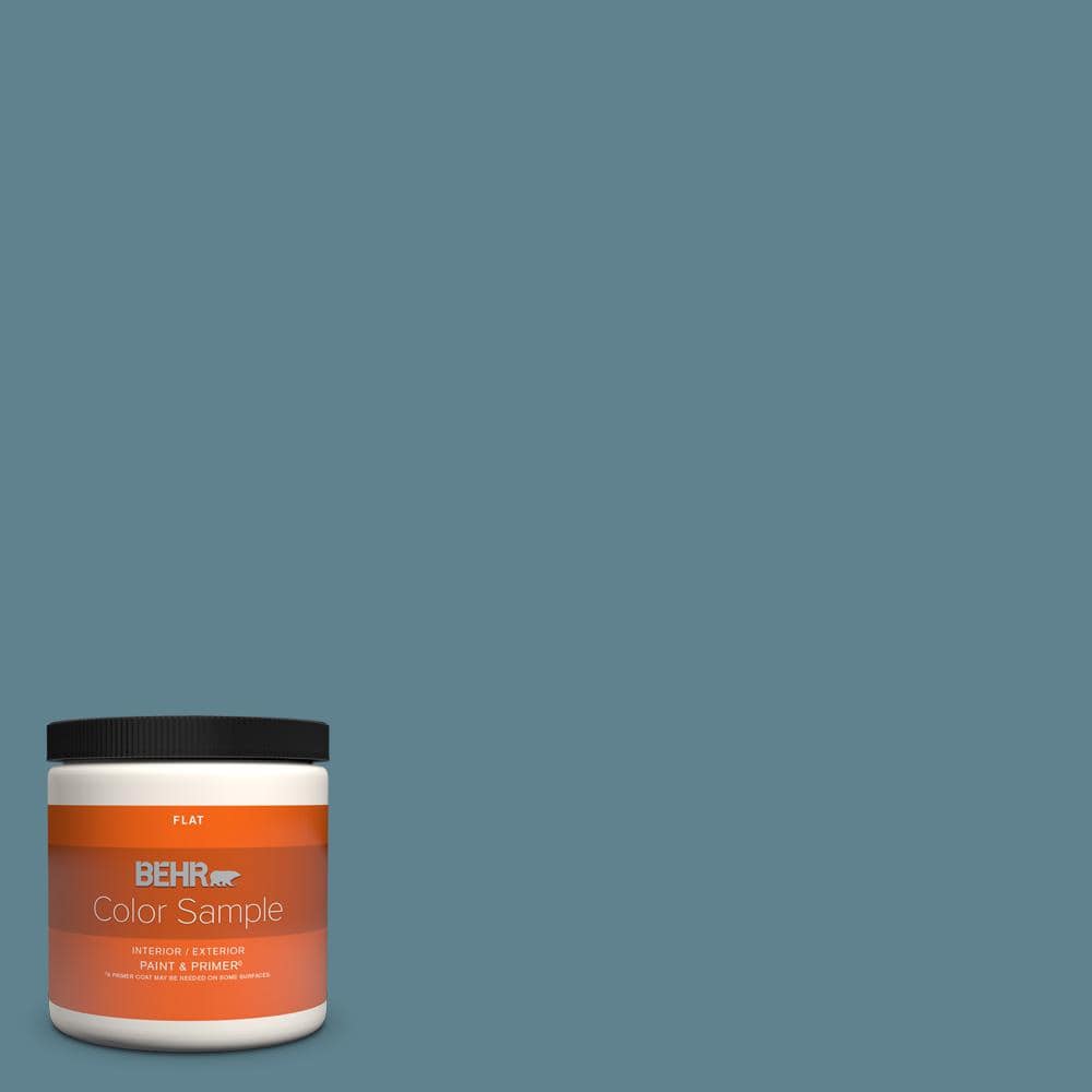 BEHR PREMIUM PLUS 8 oz. #S470-5 Blueprint Flat Interior/Exterior Paint ...